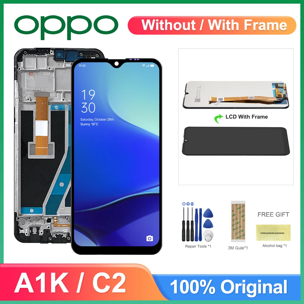 Original Display for Oppo A1k CPH1923 Lcd Display Digital Touch Screen with Frame for Oppo ...