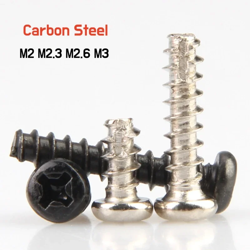 100~200pcs M2 M2.3 M2.6 M3 Phillips Round Pan Head Cutting Tail Self ...