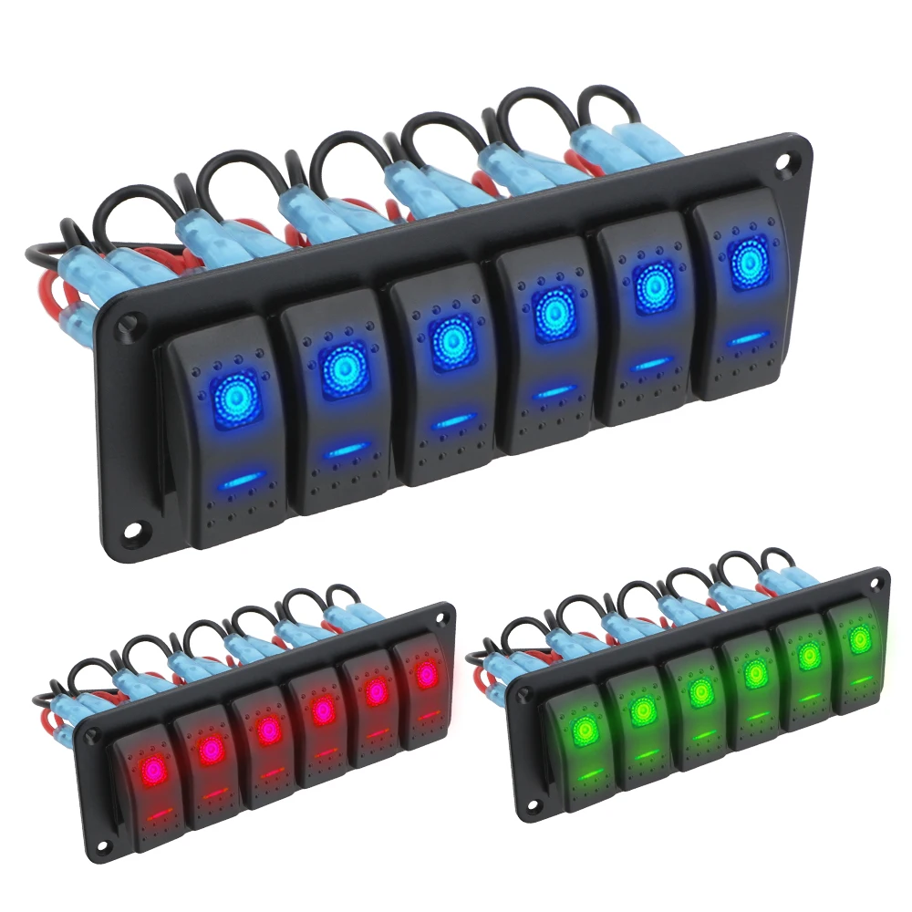 On-Off-Rocker-Switch-Panel-Light-Toggle-Light-12V-24V-6-Bot-es-LED ...