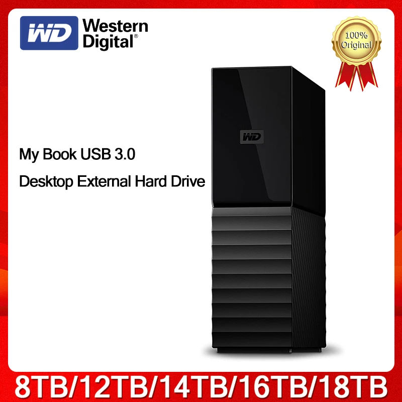 WD My Book 데스크탑 외장 하드 드라이브, USB 3.0 외장 HDD, 암호 보호 및 백업 소프트웨어, 8TB, 12TB, 14TB, 16TB, 18TB ...