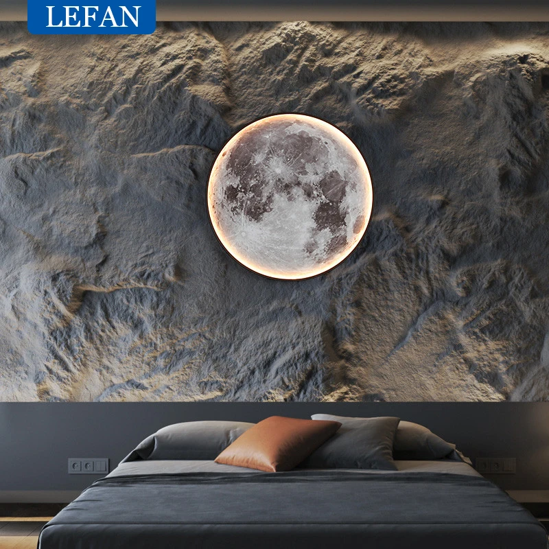 Modern-moon-wall-lamp-creative-mural-living-room-background-wall ...