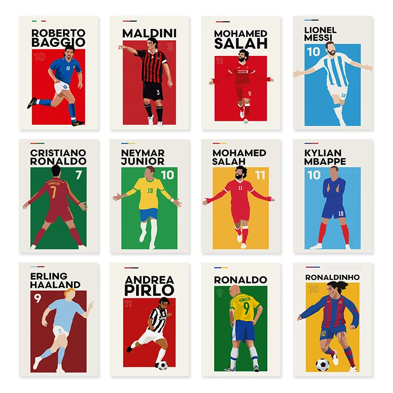 Minimalism World Football Poster Famous Figure Canvas Painting Wall Art ...