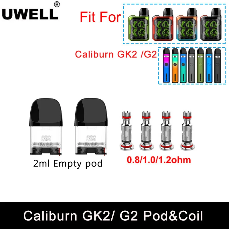 Original-UWELL-Caliburn-G2-GK2-Pod-Cartridge-Empty-2ml-1-2ohm-0-8ohm-1 ...