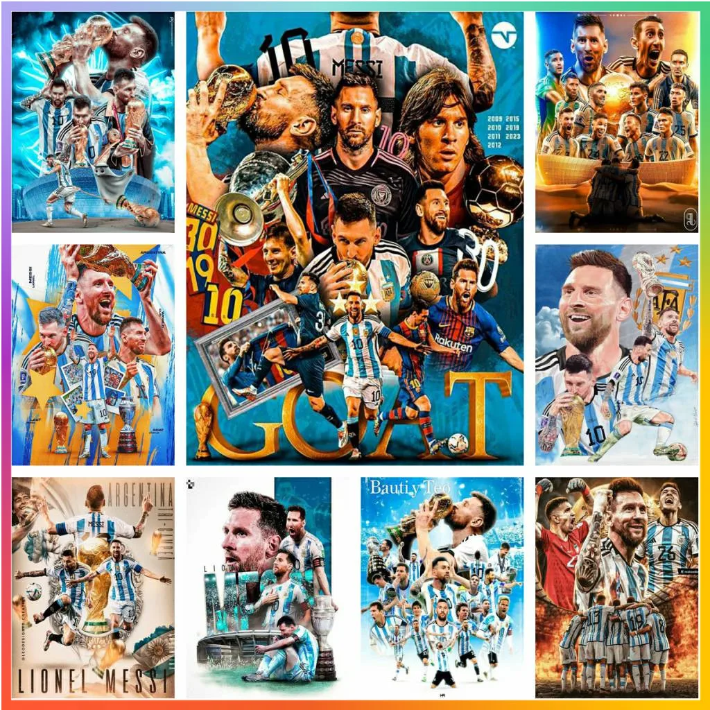 Football Player Messi Argentina National Team Drill Drawing Art Diamond ...