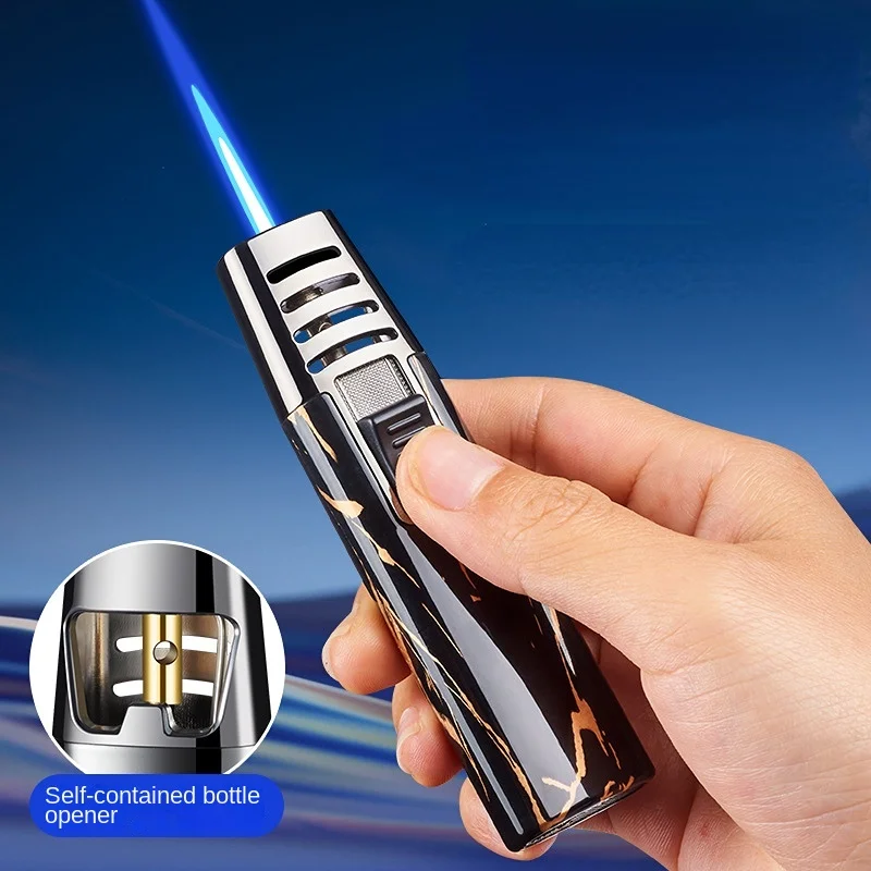 Metal-Cigar-Lighter-Single-Jet-Torch-Windproof-Blue-Flame-Gas-Butane ...
