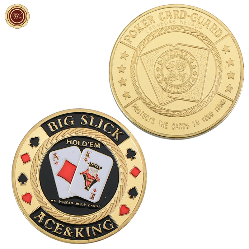 Gold Plated Coin The "big Slick Ace&king" Casino Poker Chips Souvenir ...