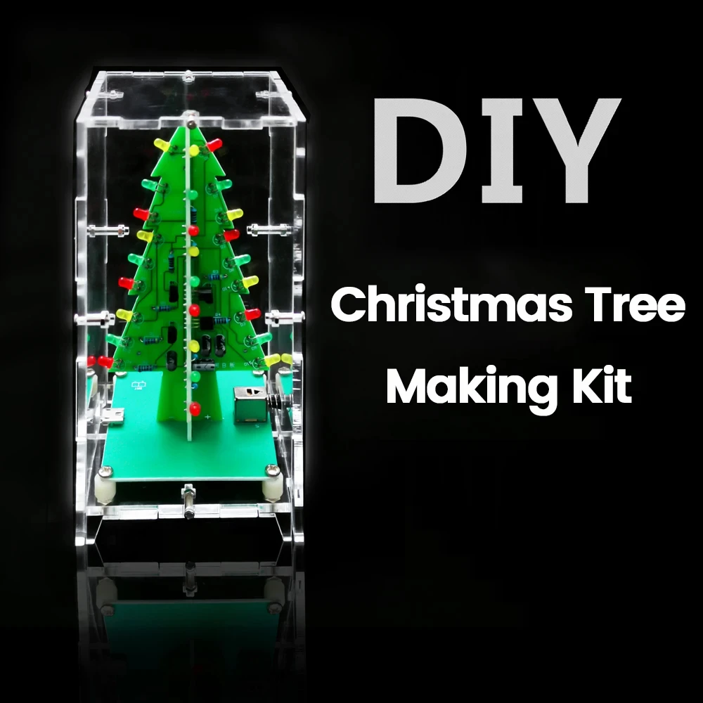 DIY-Christmas-Tree-7-Colours-LED-Flowing-Lights-Electronic-Soldering ...