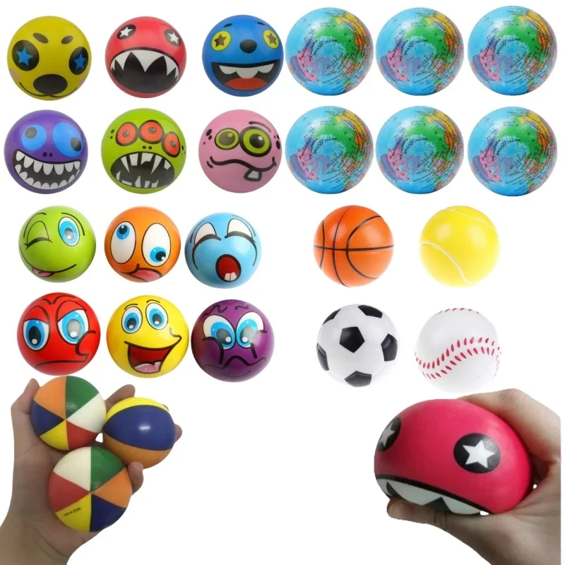12PCS-Expression-Soft-Balls-Toy-Beach-Sponge-Stress-Ball-Squeeze-Smiley ...