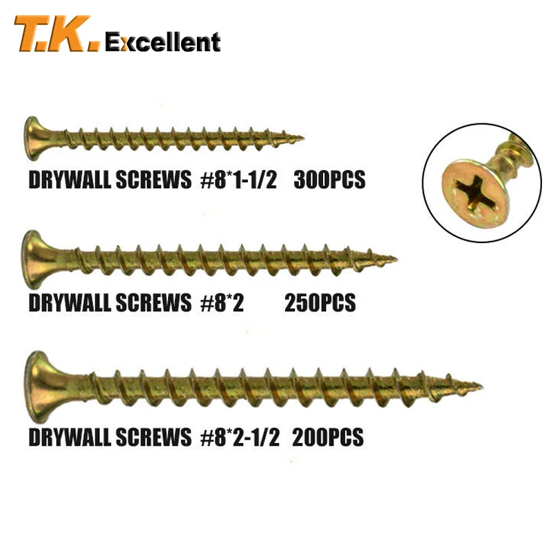 Yellow Zinc Drywall Screws Wood Screws Drywall Screws Assortment Kit ...