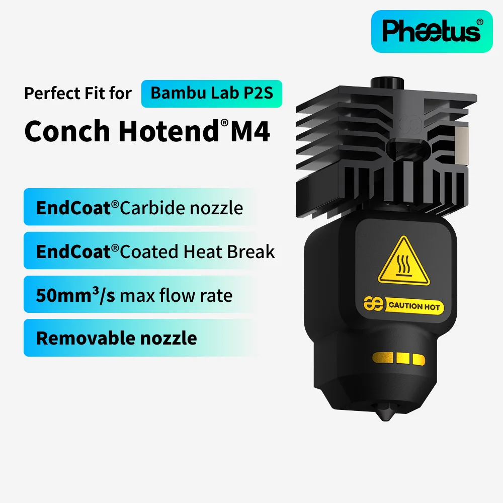 Novo Kit Hotend Phaetus P2S Conch com Bico de Carboneto M4 0.2/0.4/0.6 ...