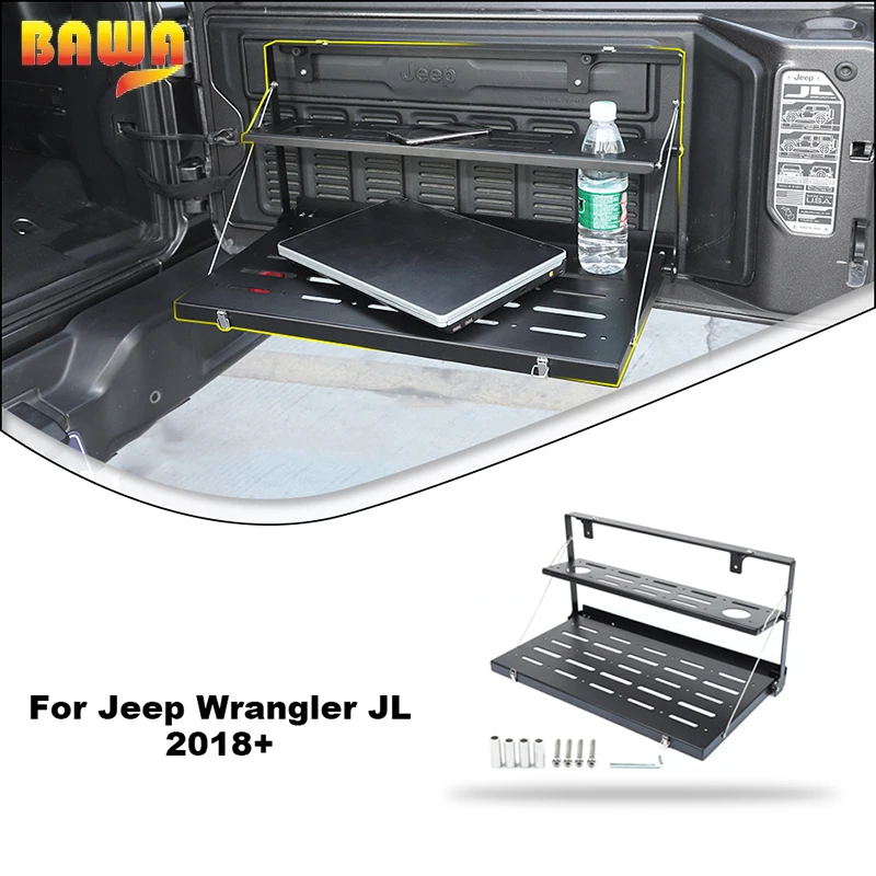 BAWA-Double-Layer-Foldable-Tailgate-Storage-Rack-For-Jeep-Wrangler-JL ...