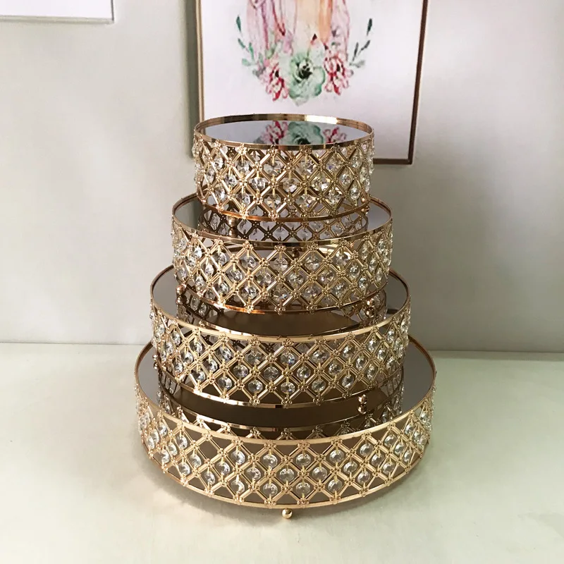 Gold-Mirror-Metal-Cake-Stand-Round-Dessert-Pedestal-Display-Plate ...