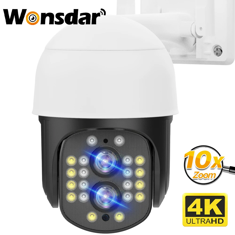 8mp 4k Wifi Surveillance Camera Outdoor 10x Zoom Ptz Two Lens Dual ...
