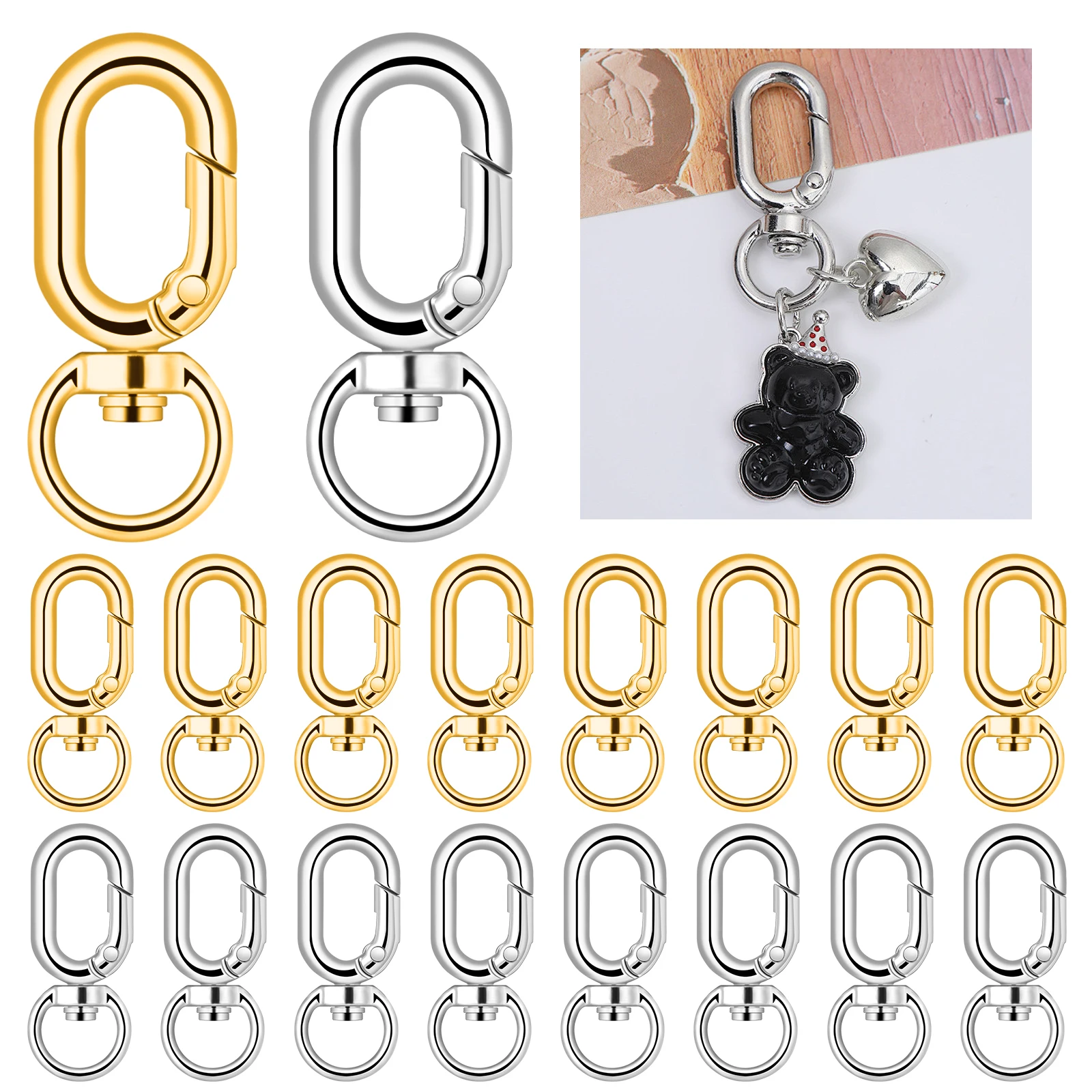 10 Pieces Round Keychain Swivel Ring, Eyelet O Rings Buckles Clips ...