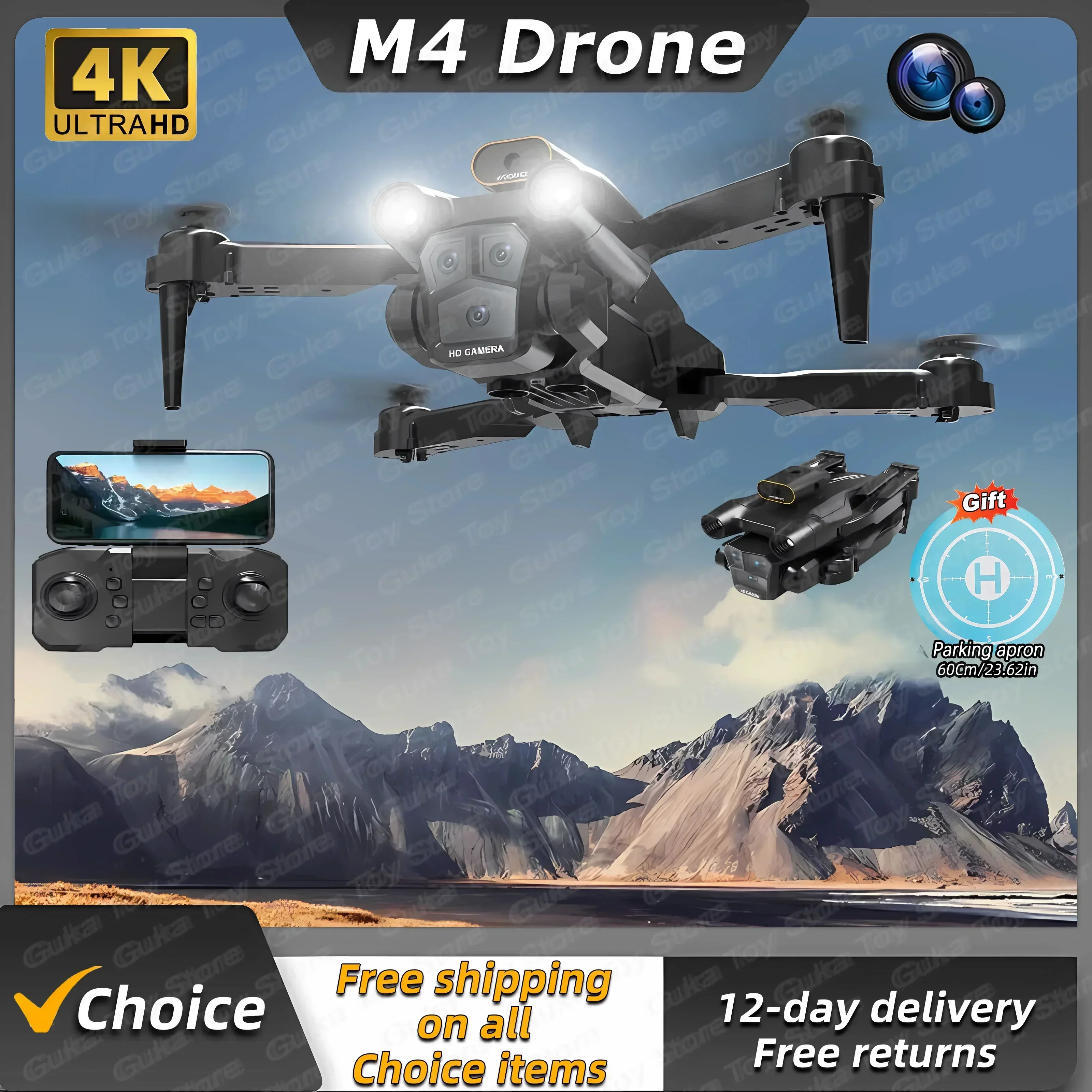 M4-RC-Drone-4K-Professinal-with-Wide-Angle-Triple-HD-Camera-Foldable ...