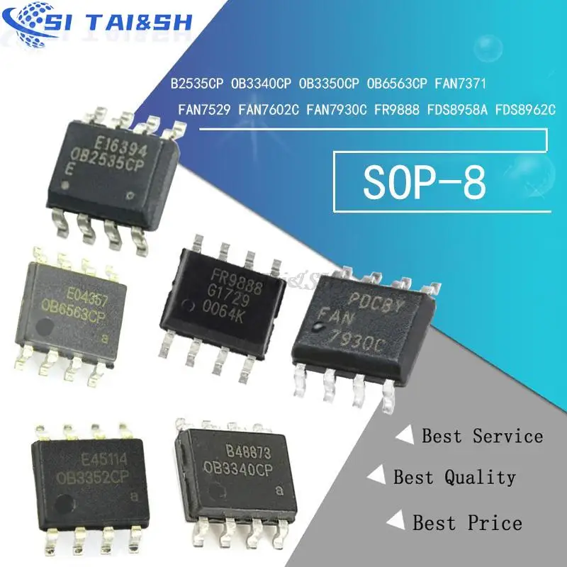 10 piezas OB2535CP OB3340CP OB3350CP OB6563CP FAN7371 FAN7529 FAN7602C ...