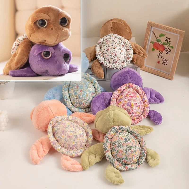 Sea Turtle with Big Eyes Broken Flower Turtle Shell Plush Toy Cute ...