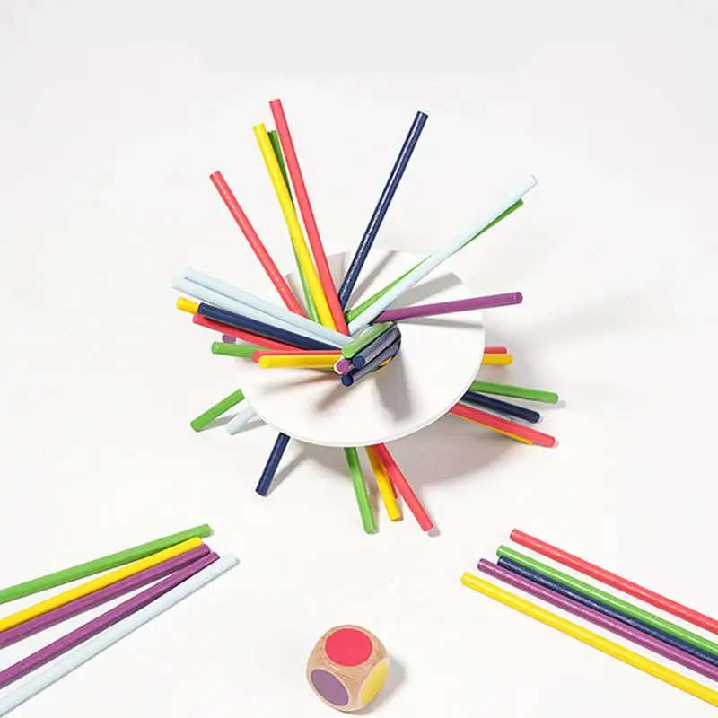 Wooden Stick Stacking Blocks Preschool Learning Montessori Toys Shapes ...