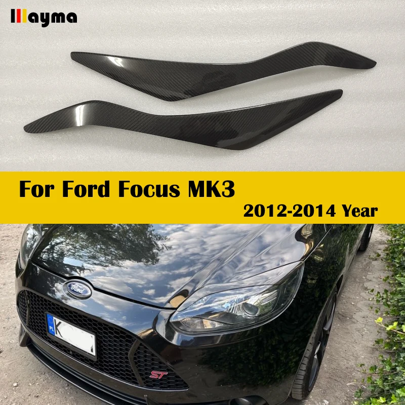 Carbon-Fiber-Headlight-Eyebrow-Cover-Trim-Sticker-Head-Lamp-Eyelid-For ...