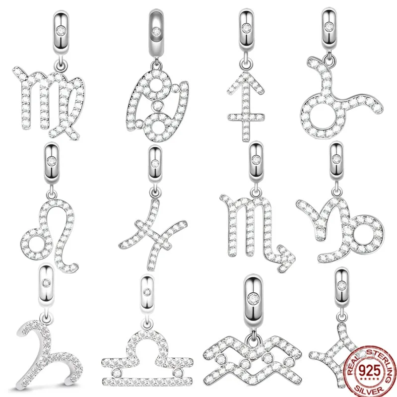 Sparkling-12-Star-Charm-Constellation-Sign-Bead-Silver-925-DIY-Jewelry-Women-Gift-Accessory-Fit ...