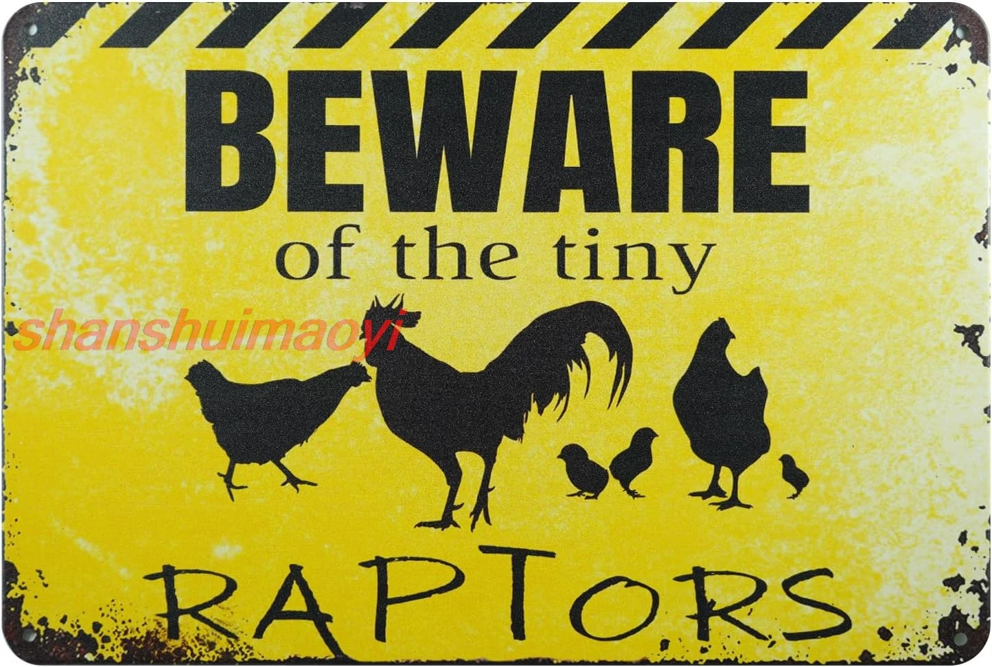 Beware of The Tiny Raptors Sign, Funny Chicken Warning Sign, Farmhouse ...