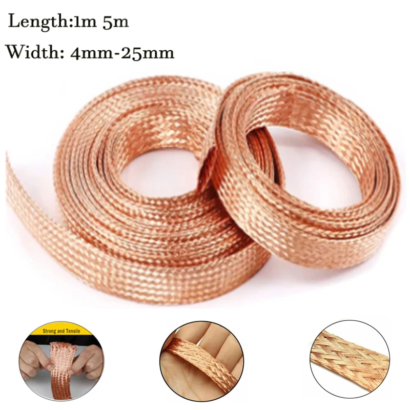 1M-5M-Pure-Copper-Braid-Knitted-Mesh-Anti-interference-4mm-6mm-8mm-12mm ...