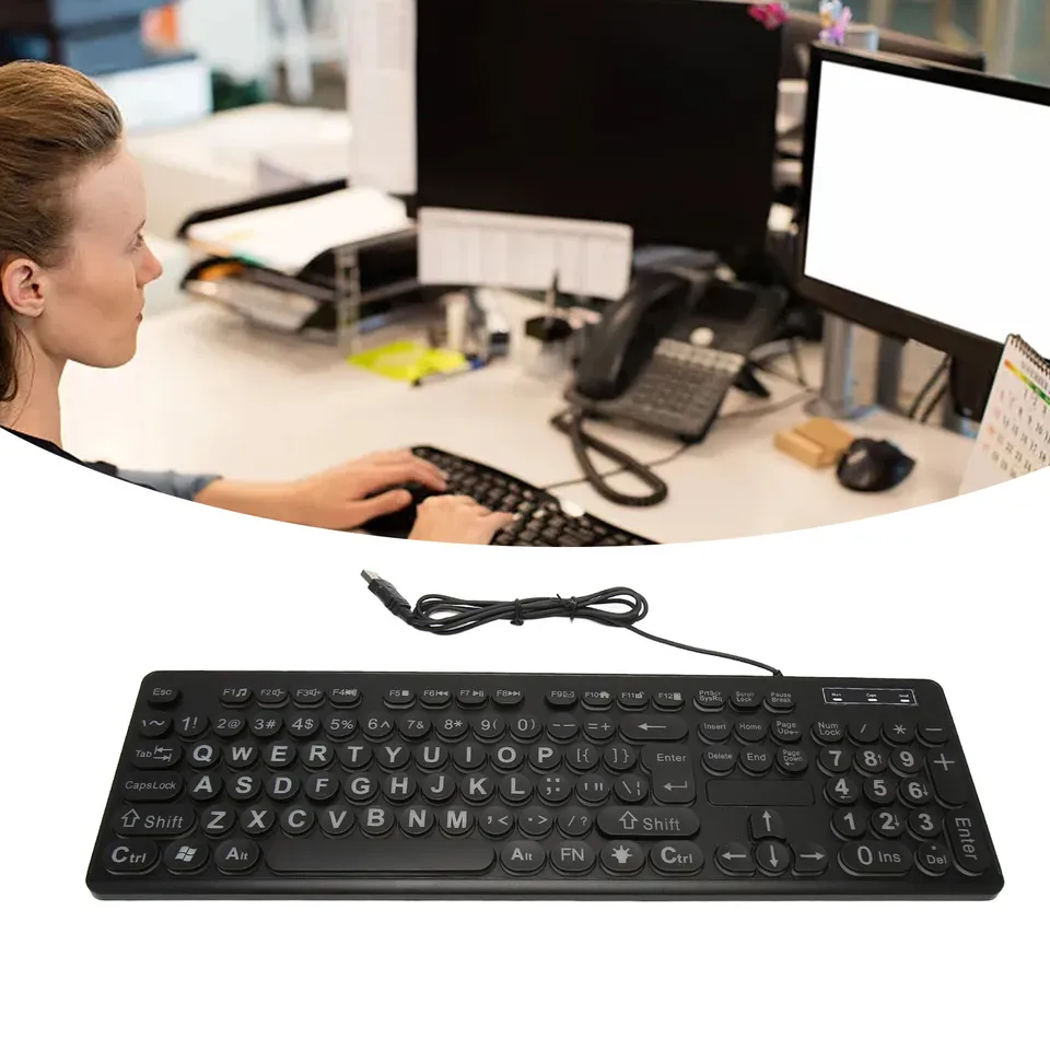Low Vision Computer Accessories Large Print Wireless Keyboard & Mouse ...
