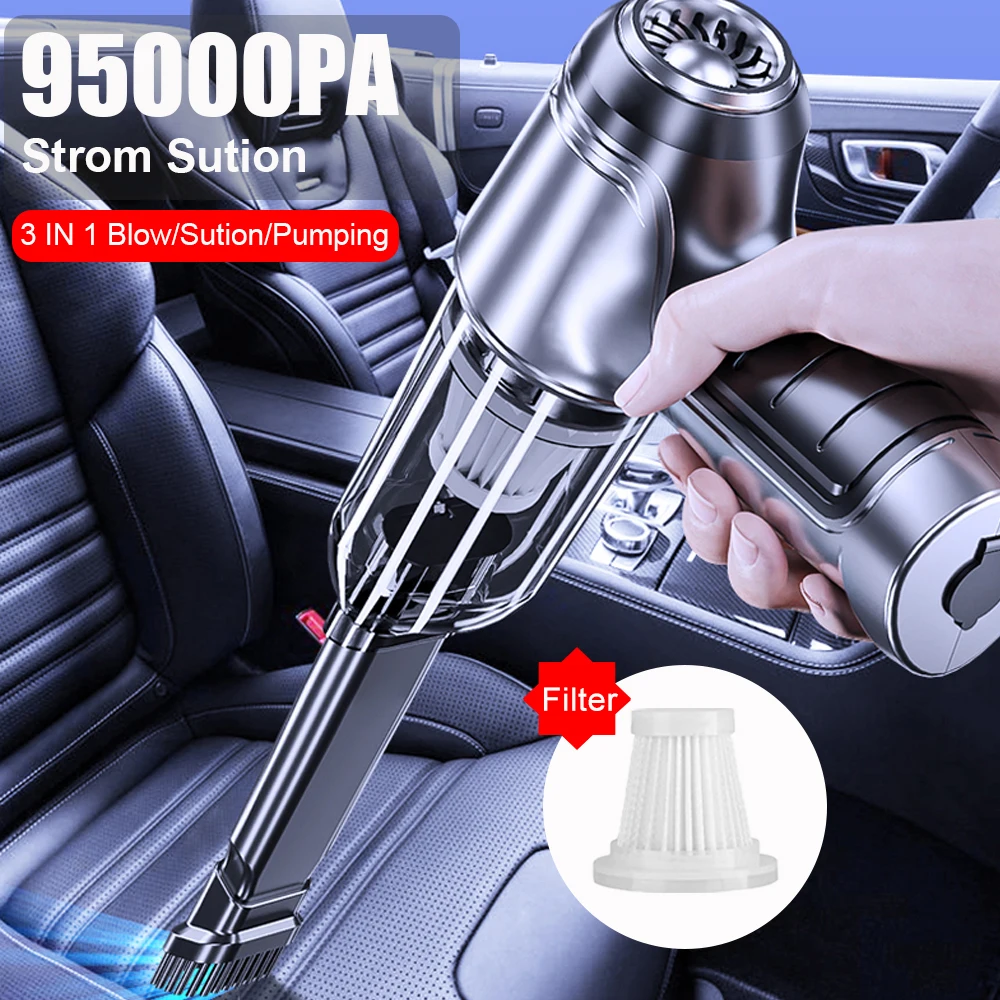 Car Vacuum Cleaner 95000pa Strong Suction Wireless Portable Vacuum