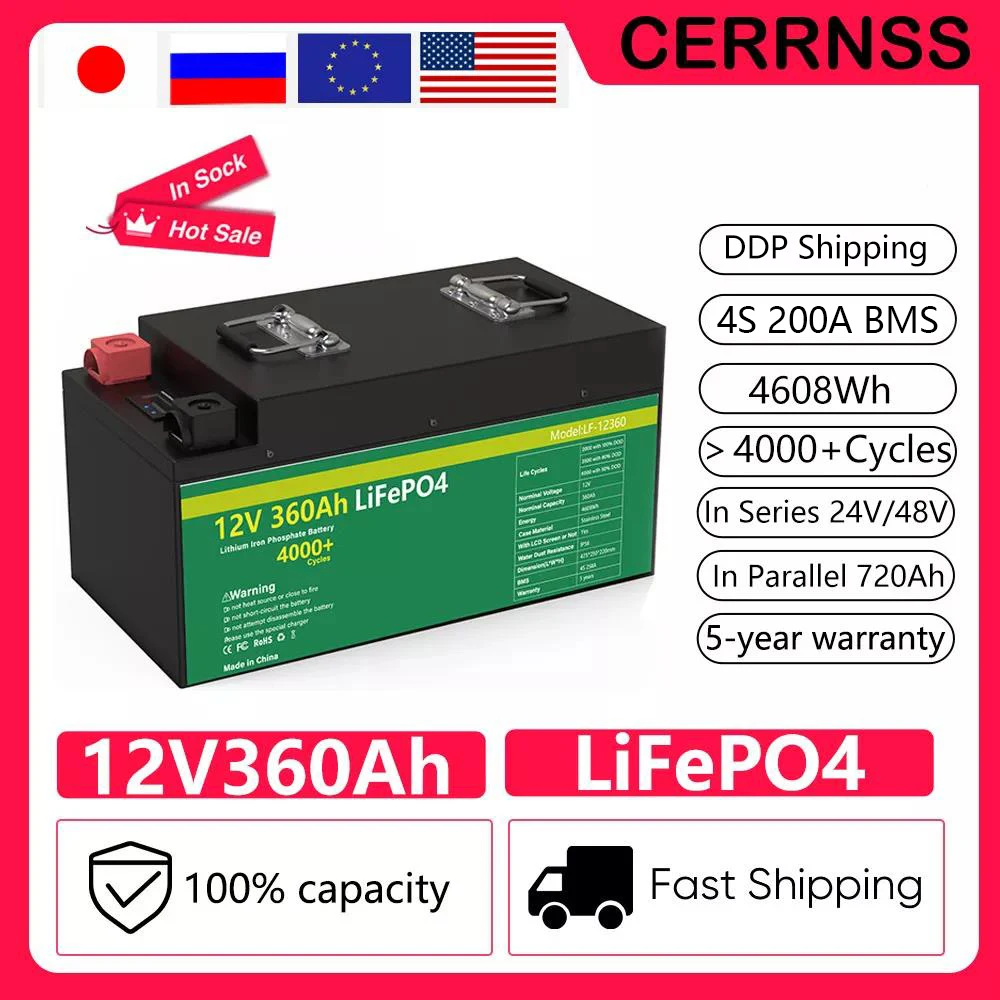 LiFePo4-12V-100AH-200AH-240AH-280AH-360AH-Battery-Pack-Brand-New-Grade ...