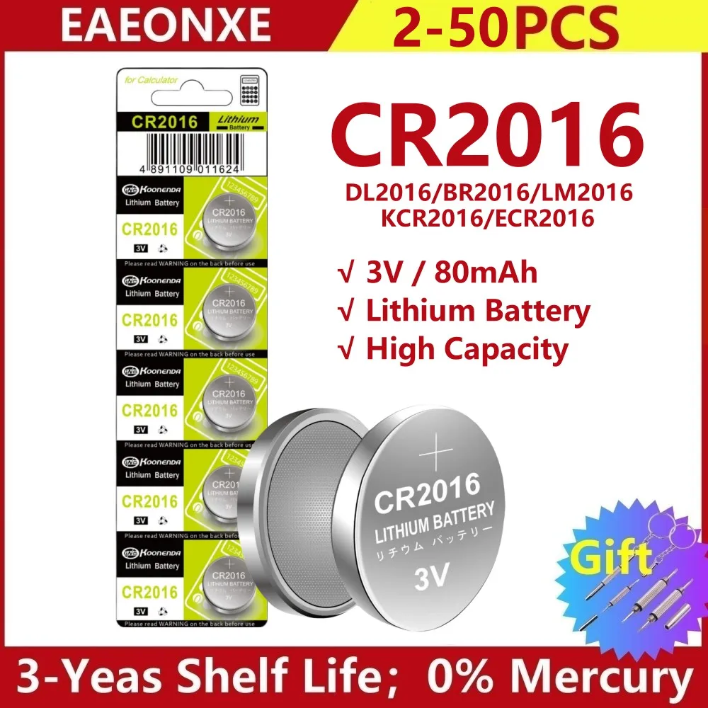 2PCS-50PCS-CR2016-3V-Lithium-Button-Battery-DL2016-DL2016-LM2016-CR ...