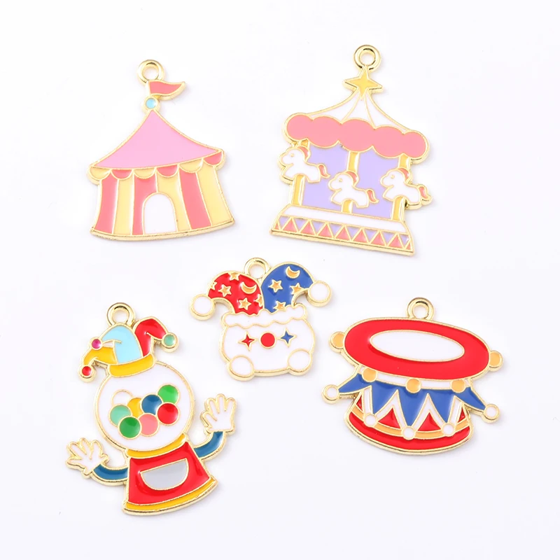 10pcs-Cute-Circus-Enamel-Charms-Clown-Joker-House-Pendants-For-Making ...