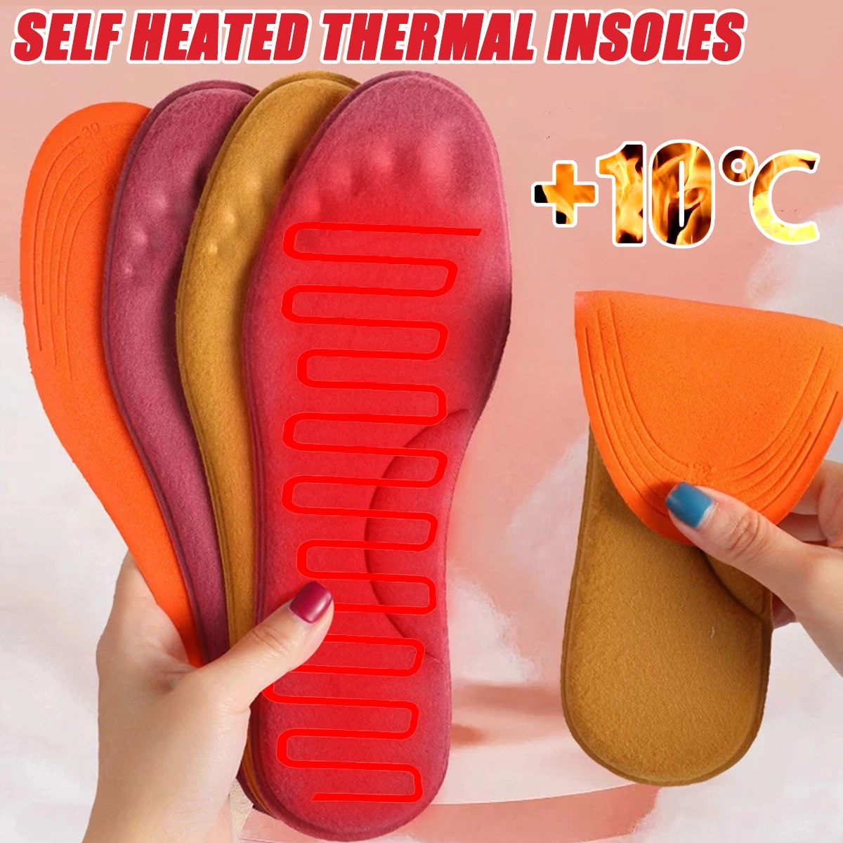 Self Heated Thermal Insoles Feet Warm Memory Foam Arch Support Insoles ...