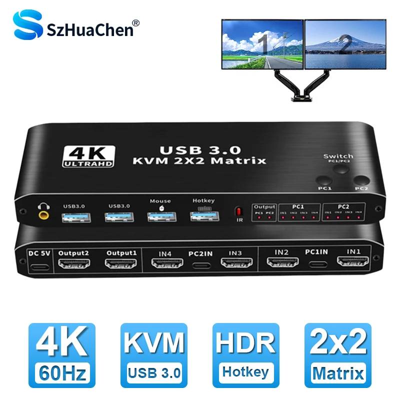 HDMI-KVM-Switch-Matrix-Monitor-Duplo-4K-60Hz-USB-Switcher-2-em-2-sa-das ...