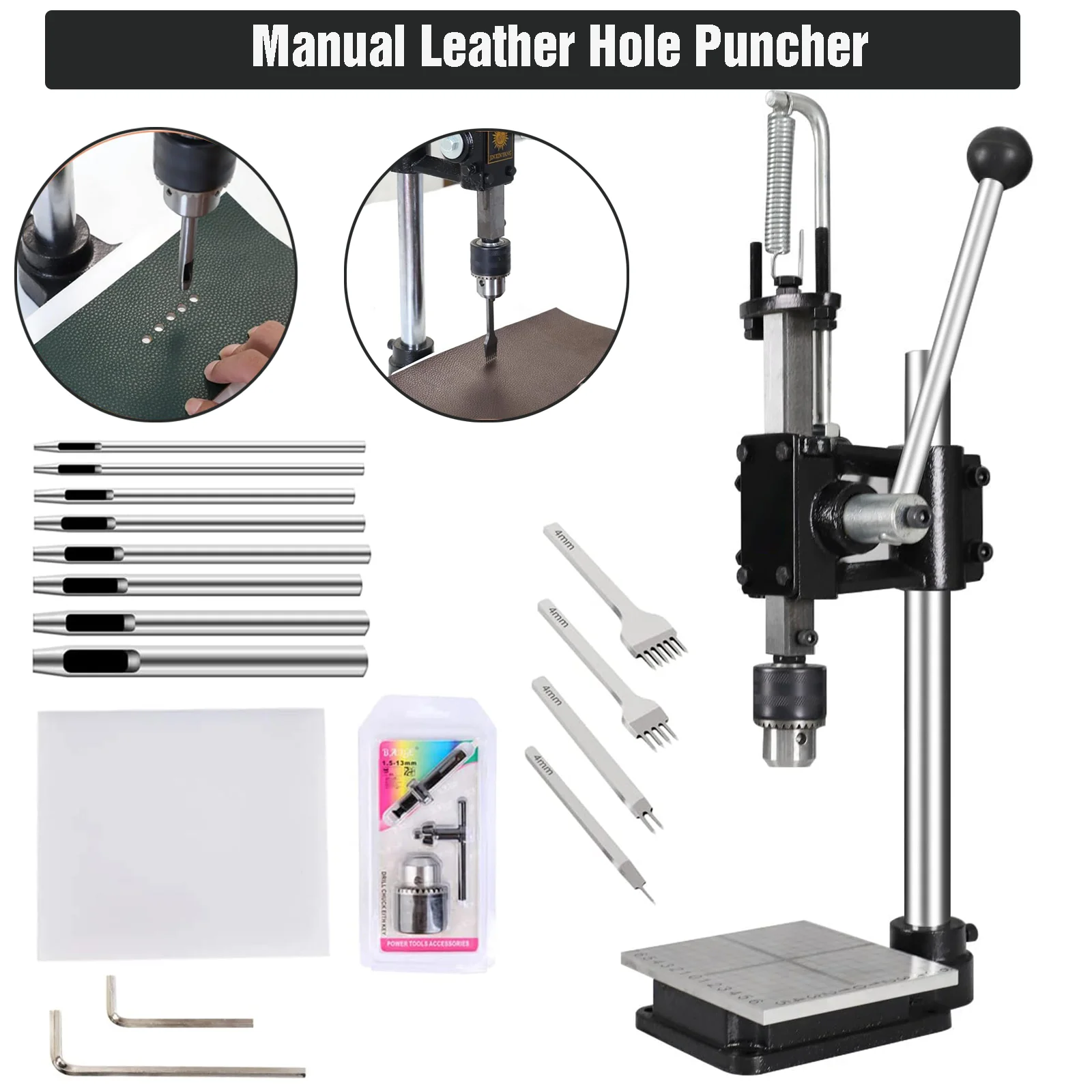 Leather Press Leather Hole Puncher Hand Punching Machine for DIY Craft ...