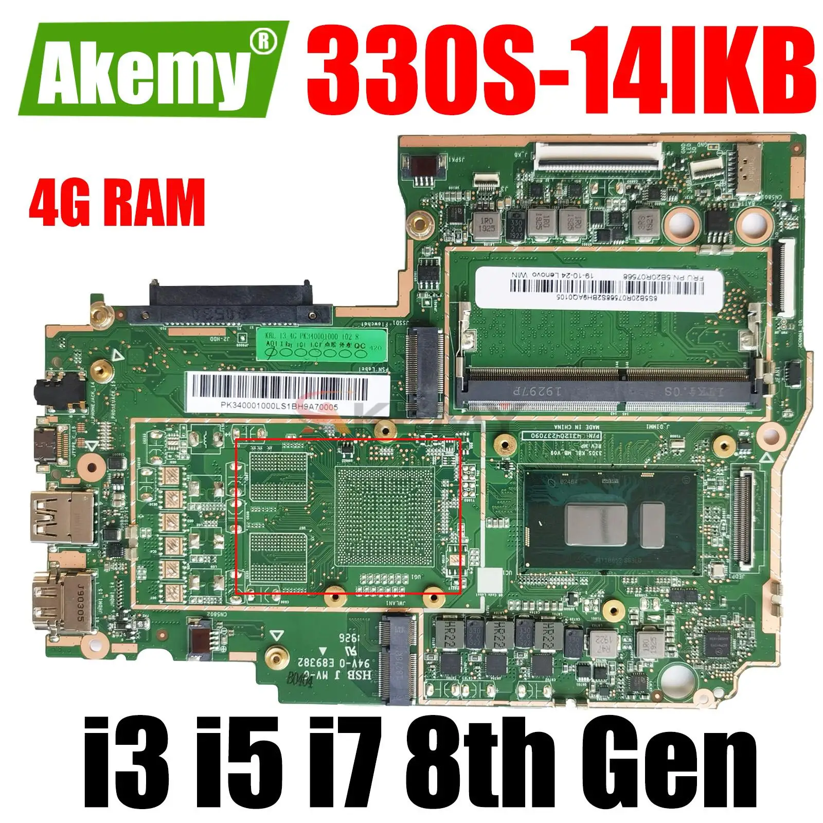 For Lenovo Ideapad 330S-14IKB Laptop Motherboard With 4415U i3 i5-8250U ...