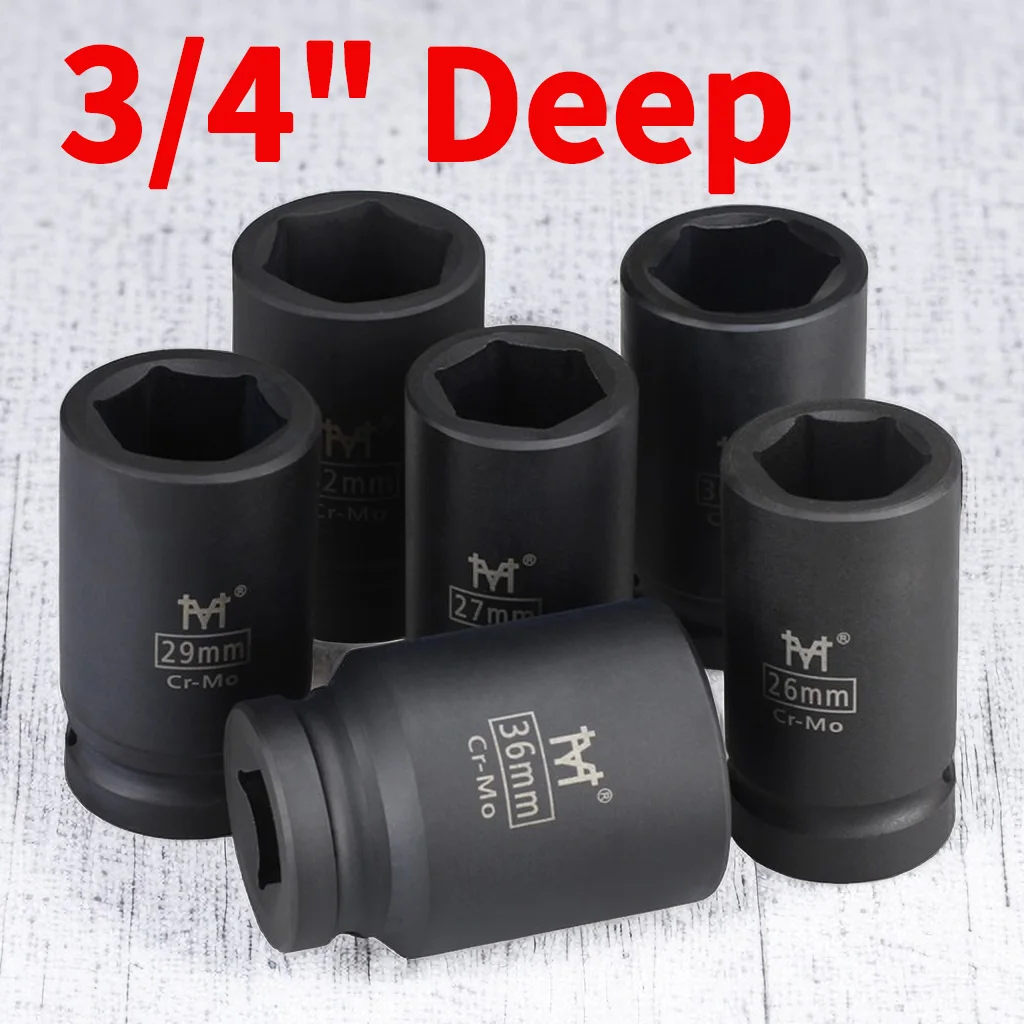 3-4-Deep-Impact-Socket-Long-Reach-Hex-Black-Air-Sockets-Durable-Cr-Mo ...