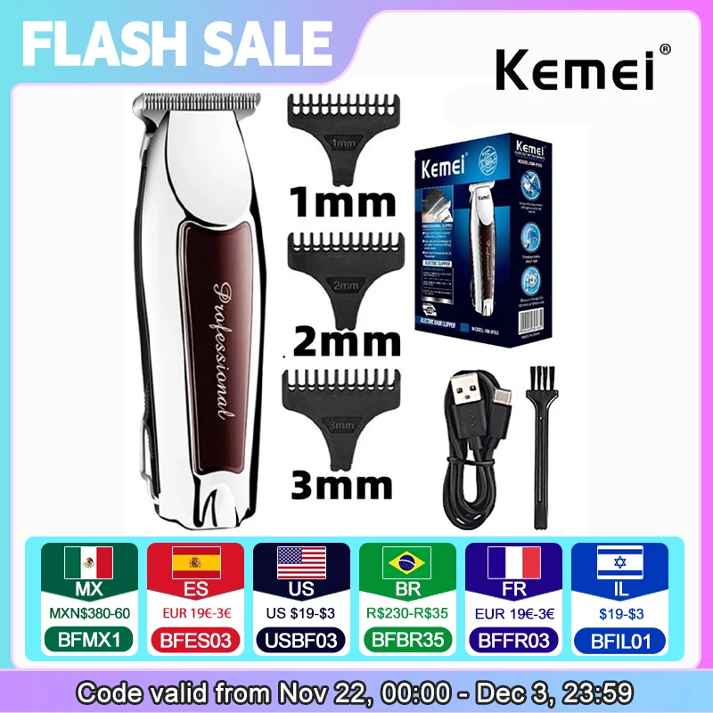 Kemei-cortadora-de-pelo-profesional-para-hombre-Afeitadora-el-ctrica-recargable-inal-mbrica-para ...