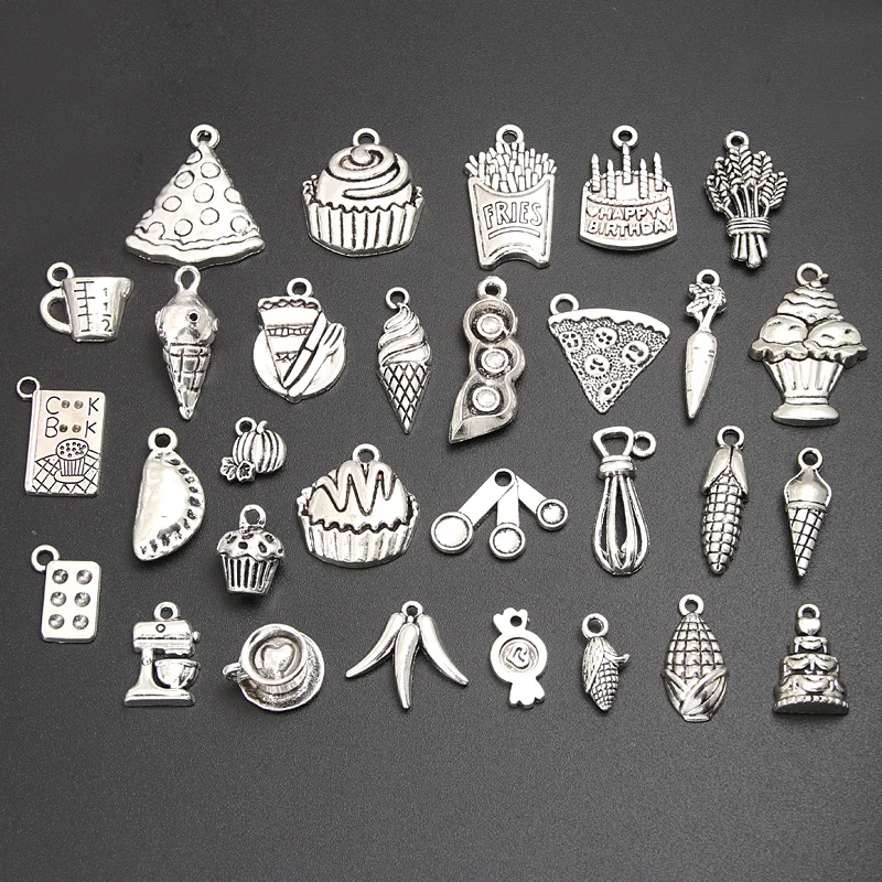 30pcs Random Mix Silver Color Baking Series Charms Kitchenware Cooking ...