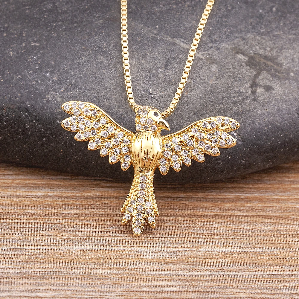 Nidin-Fashion-Animal-Simple-Design-Necklace-Gold-Plated-Hummingbird ...