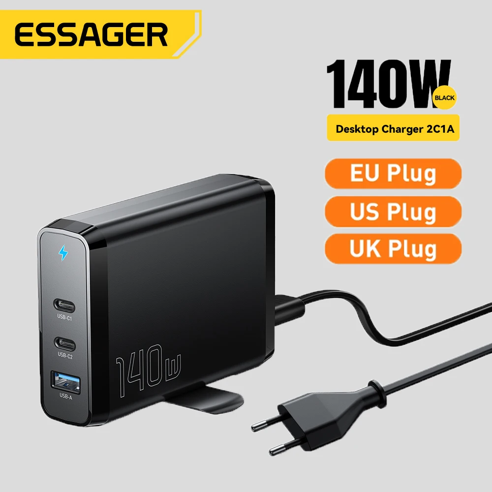 Essager GaN 140W Desktop Charger Quick Charge 4.0 QC 3.0 PD Type C USB Fast Charging Station For ...