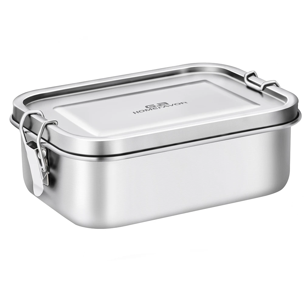 Stainless Steel Bento 2 Compartment Lunch Box 800ML Double Snap Sealed ...