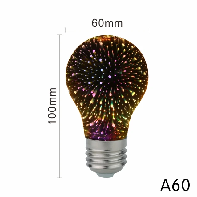 3D Led Bulb Star Fireworks E27 Vintage Edison Night Light 110V 220V A60 ...