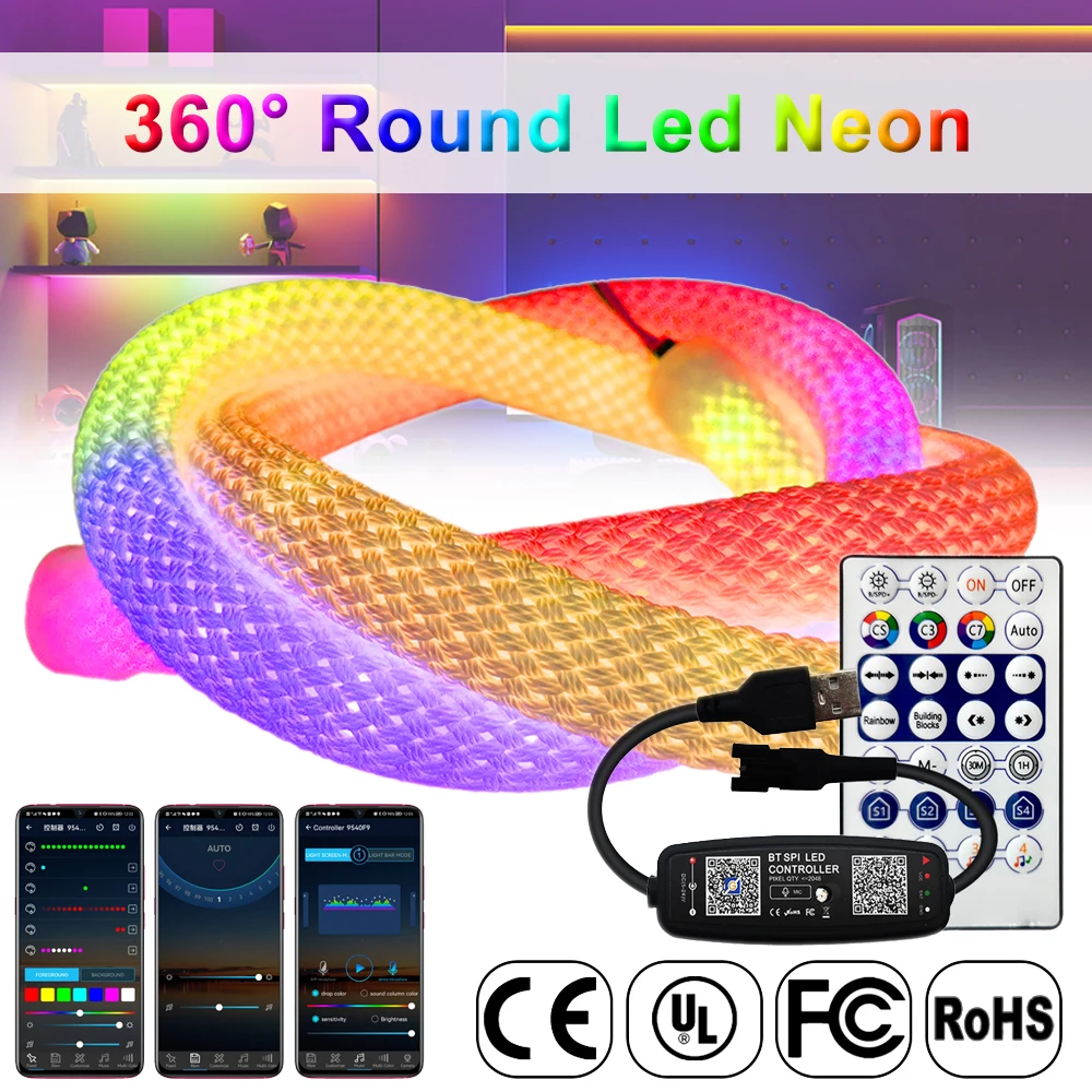 DC5V-WS2812B-360-Degree-Round-Reticulate-Led-Neon-Smart-RGB-Addressable ...