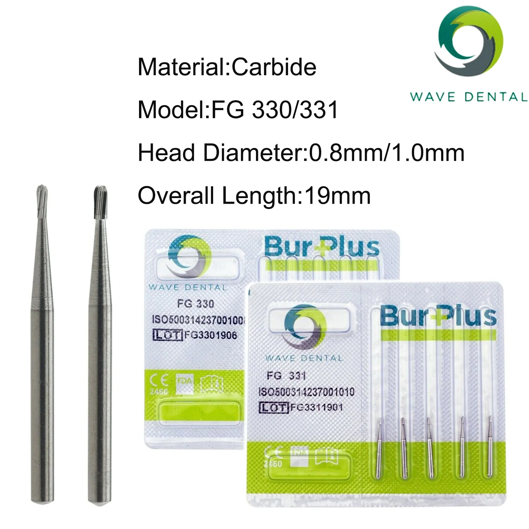 WAVE-Dental-Burs-Tungsten-Carbide-Burs-Pear-Head-Type-FG330-331-For ...