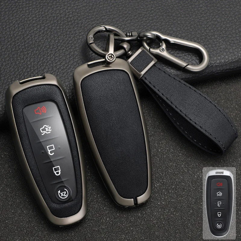 Zinc-Alloy-Leather-Car-Key-Case-Cover-for-Ford-Edge-Explorer-Escape ...