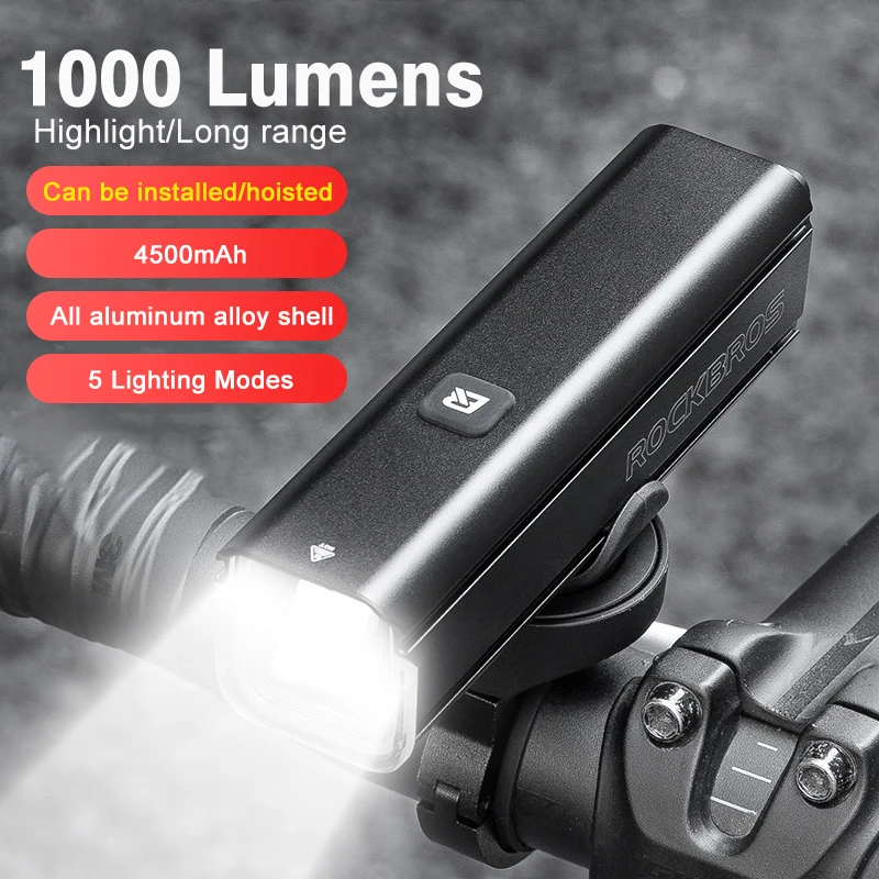 ROCKBROS-1000-Lumen-Rechargeable-Light-Bicycle-Front-Light-MTB-Road ...