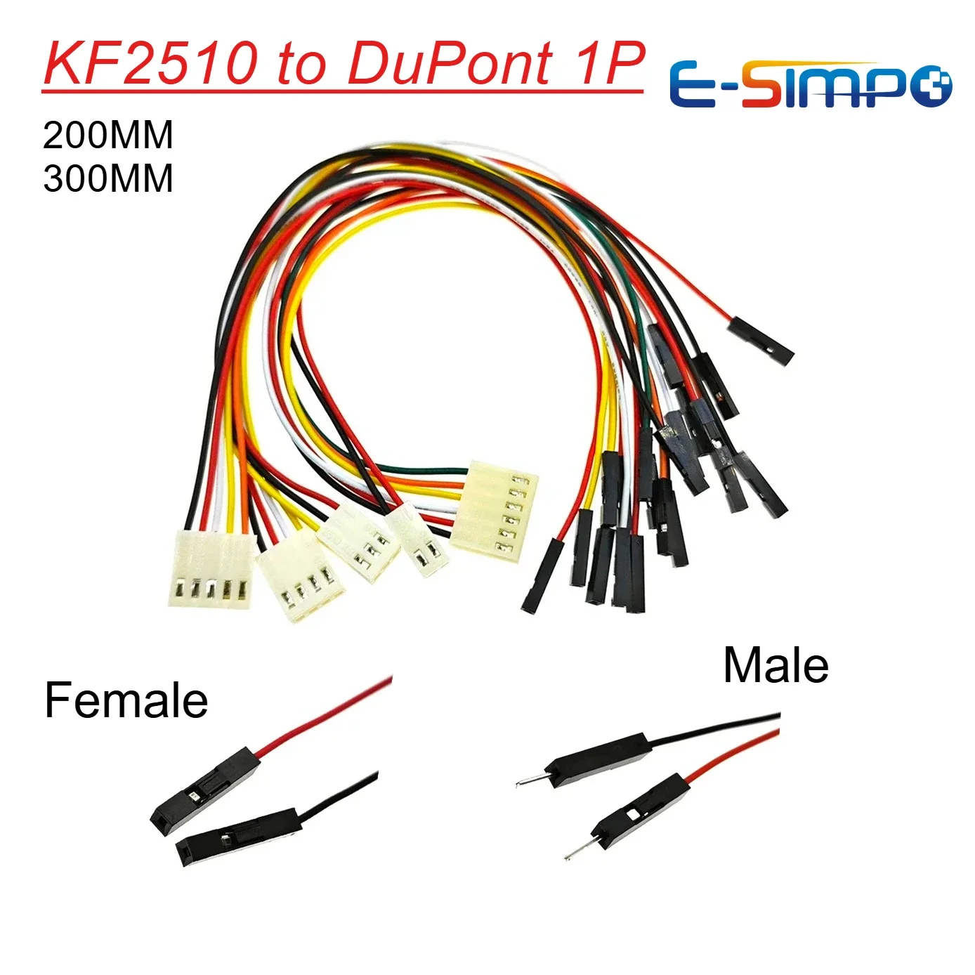 5PCS KF2510 To DuPont 2.54mm Cable Rehearsal Line 1P Male/Female ...