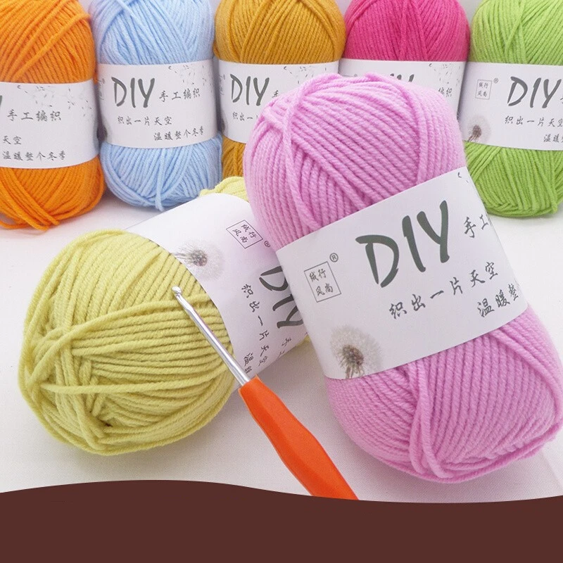 50g-Roll-Wool-4-Strands-Milk-Cotton-Yarn-Medium-Coarse-Diy-Combed ...