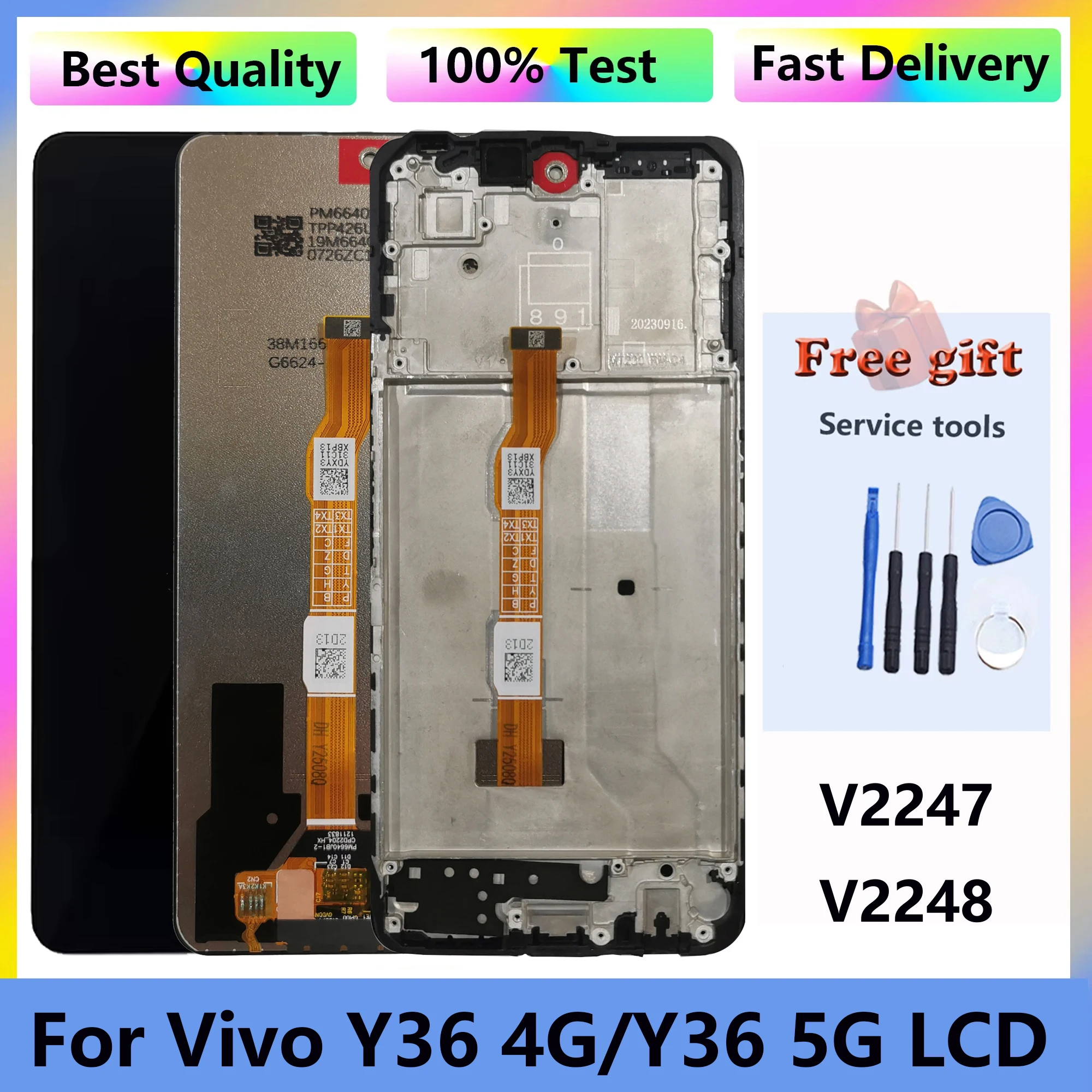 Pantalla LCD de 6,64 pulgadas para Vivo Y36 4G con marco V2247 Y36 5G ...