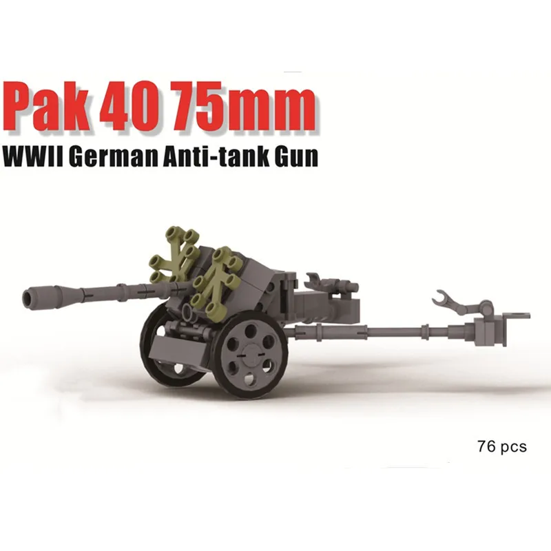WWII Military MOC Military Blocks German pak40 Anti-Tank Gun Assembled ...